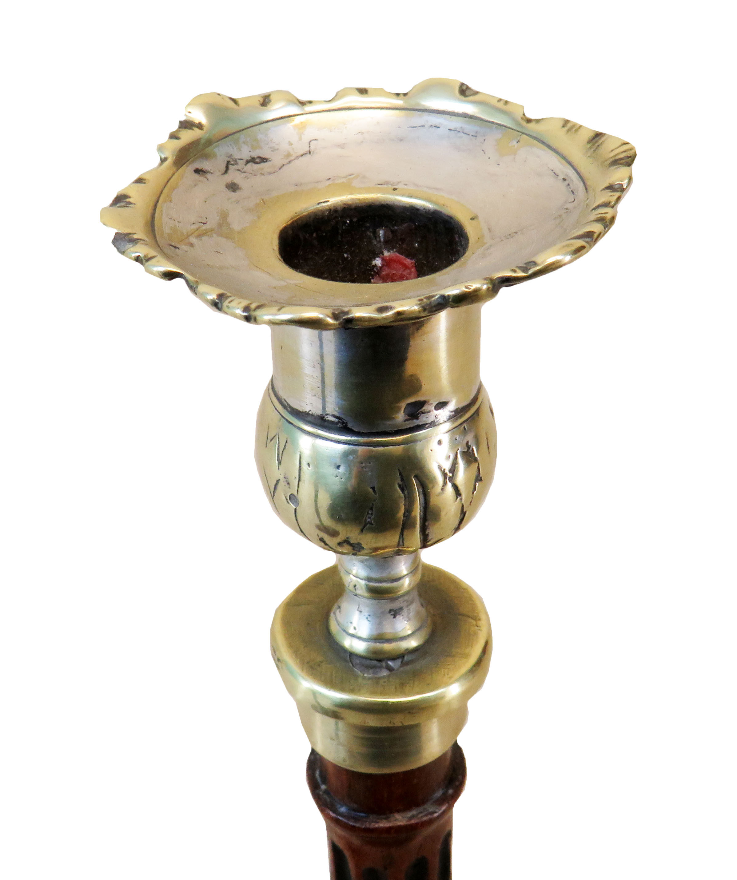 Pair Of 18th Century Mahogany & Brass Georgian Antique Candlesticks – S ...
